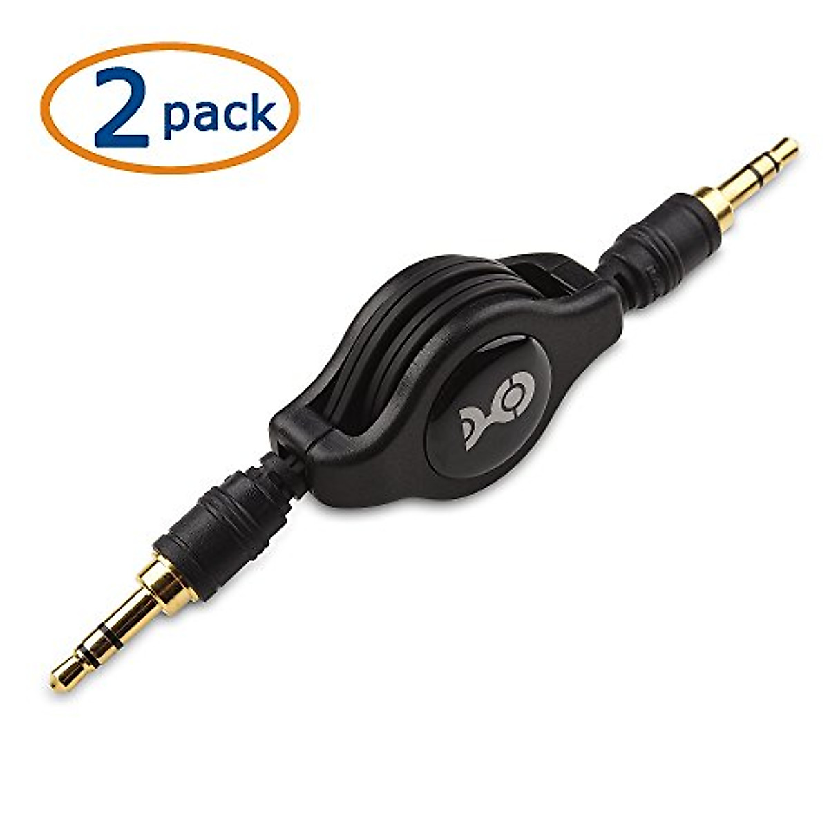 Cable Matters 2-Pack Gold-Plated Retractable Aux Cable - 2.5 Feet