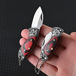 SZHOWORLD Small Pocket Knife, EDC Knife with Stainless Steel and Colored Wood Handle, Small Folding Knife for Everyday Carry, Blade Length1.5in