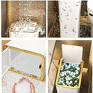 3.3 Gallon Rectangle Trash Can with Top Press Lid，Plastic Slim Garbage Bin, Wastebasket for Narrow Spaces, Kitchen, Bathroom,Bedroom