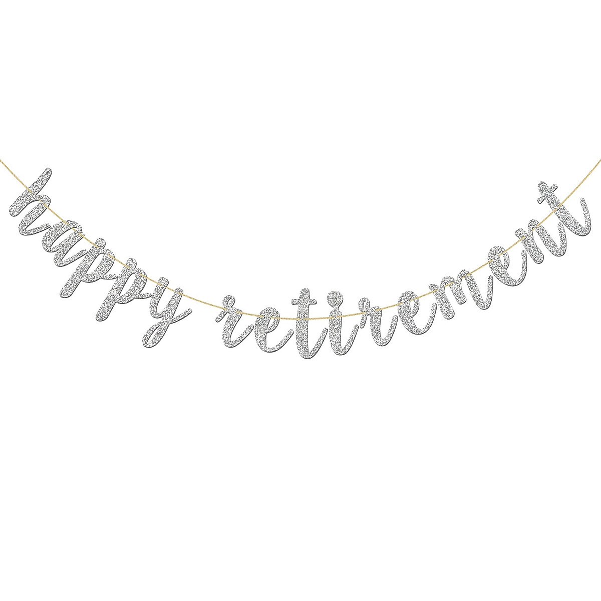 INNORU Glitter Silver Happy Retirement Banner - for Farewell Party - Leaving - Finally Retiring Party Bunting Decorations