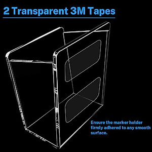 Lumanman Wall Mounted Marker Holder, Adhesive Dry Erase Marker Organizer, Acrylic Pen Holder with 2pcs 3M Transparent Tapes, Clear Pencil Holder for Whiteboard, Fridge, Locker, 1 Pack