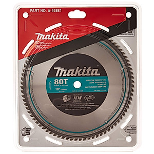 Makita A-93681 10-Inch 80 Tooth Micro Polished Mitersaw Blade Silver
