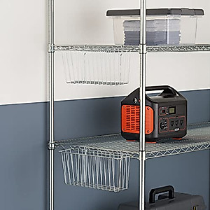 TRINITY EcoStorage 15-Inch Metal Hanging Basket to Use With Shelf Units and Storage Racks for Garage, Kitchen, and Closet Organization, NSF Certified, 10 Pound Capacity, Chrome, 2-Pack