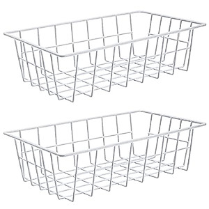 Homics Freezer Organizer Bins Wire Baskets, Kitchen Pantry Cabinet Refrigerator Organizer Storage Bins for Fruit Vegetable Soda Cans, 2 Pack