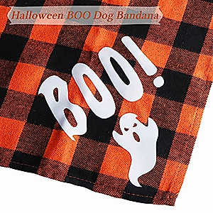 STMK Halloween Plaid Dog Bandanas, Trick or Treat Boo Dog Bandana Scarf for Halloween Dog Puppy Costume Decorations