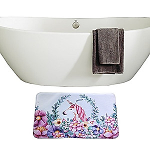 Amagical 3 Pieces Shower Curtain Set Bathroom Mat Set Unicorn Printed Bath Mat + Contour Mat + Shower Curtain + 12 Hooks