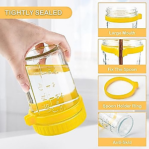 Overnight Oats Jars with Spoon and Lid (15 oz6Pack), Airtight Oatmeal Container with Measurement Marks, Mason Jars with Lid for Cereal On The Go Container (6Pack)