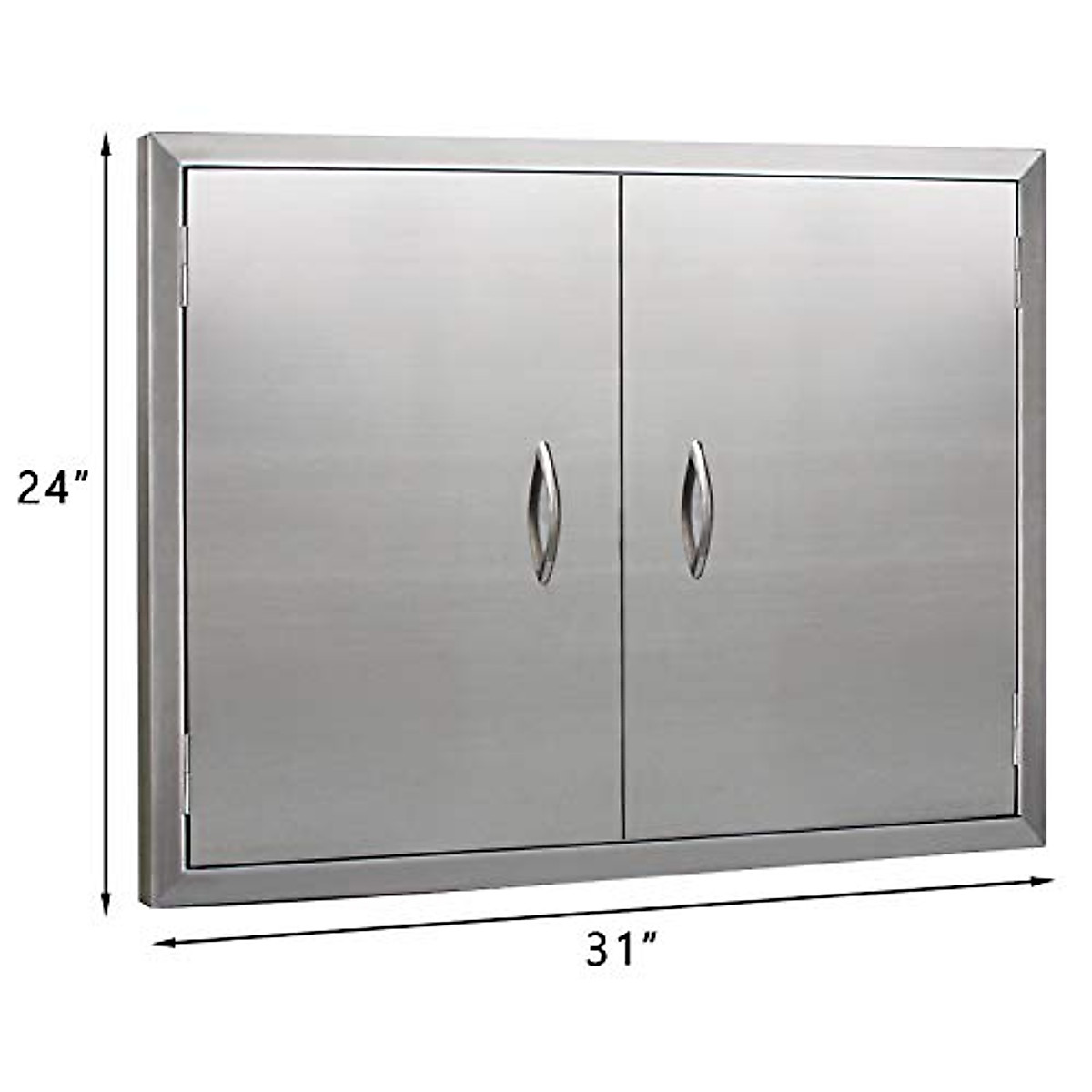 APWONE Outdoor Kitchen Doors Double BBQ Access Doors Removable 304 Stainless Steel Doors with Chromium Plated Handle - 31" X 24"