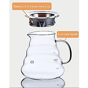 COFIMEFO Coffee Server, V60 Standard Glass Coffee Carafe Pour Over Coffee Pot, Clear, 800 ML/27 OZ