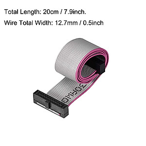 uxcell IDC Wire Flat Ribbon Cable FC/FC Female Connector A-Type 20Pins 1.27mm Pitch 20cm Length