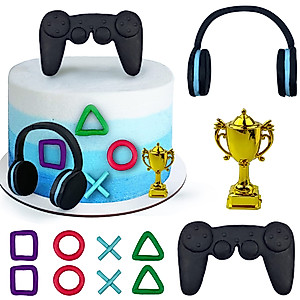 11 PCS Video Game Themes Cake Toppers Cake Decoration Headset Cake Decoration Game Console Controller Cake Decoration Game Theme Birthday Party Supplies