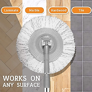 Dust Mop, Wall Cleaner Mop, with Hight Adjustable Handle and 1 Washable Mops Pad, Wet & Dry Floor Cleaning Mop for Hardwood, Tiles, Laminate, Vinyl - Dust Broom (Grey)