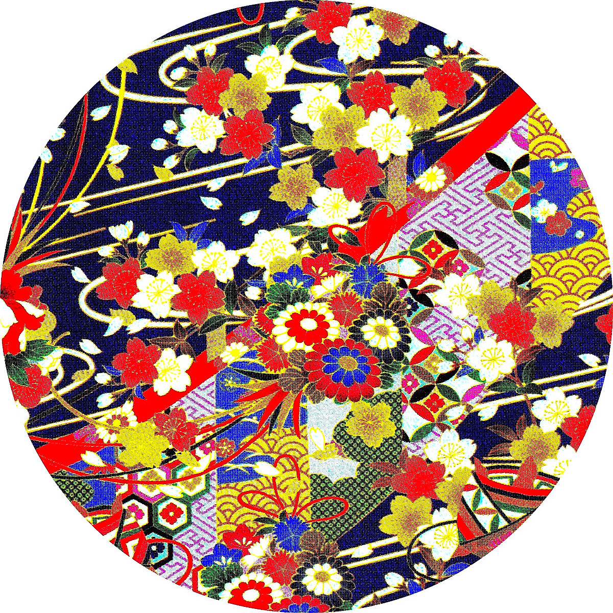 KUDOS.JP Envelope Seals Japanese Pattern Round Stickers - Gift Packing Decorative Label 48 Pcs (Cherry Blossoms)