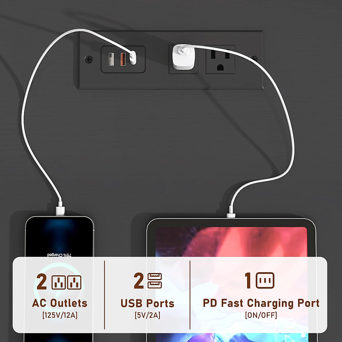 Black Dresser for Bedroom, 63 Inch Long 9 Drawers Dresser with Charging Station, Modern Large Wood Chest of Drawers Handle Free, Dresser for Bedroom, Living Room, Entryway, Hallway, Black