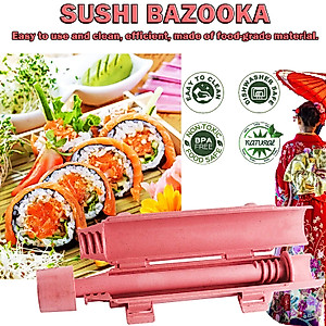 Sushi Mold All In One Sushi Bazooka Maker DIY Rice&Sushi Roller Machine Sushi Maker Sushi Making Kit&Set Kitchen Sushi Tool Easy Sushi Rolling Cooking Beginner Sushi Kit Best kitchen Sushi Rice