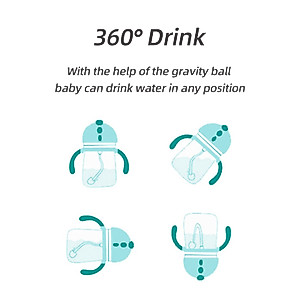 Piifur Baby Cup with Straw 12-18 months, Weighted ball Sippy cup for Toddlers with Handle, Water Bottle for Kids 8 Ounce (Green)