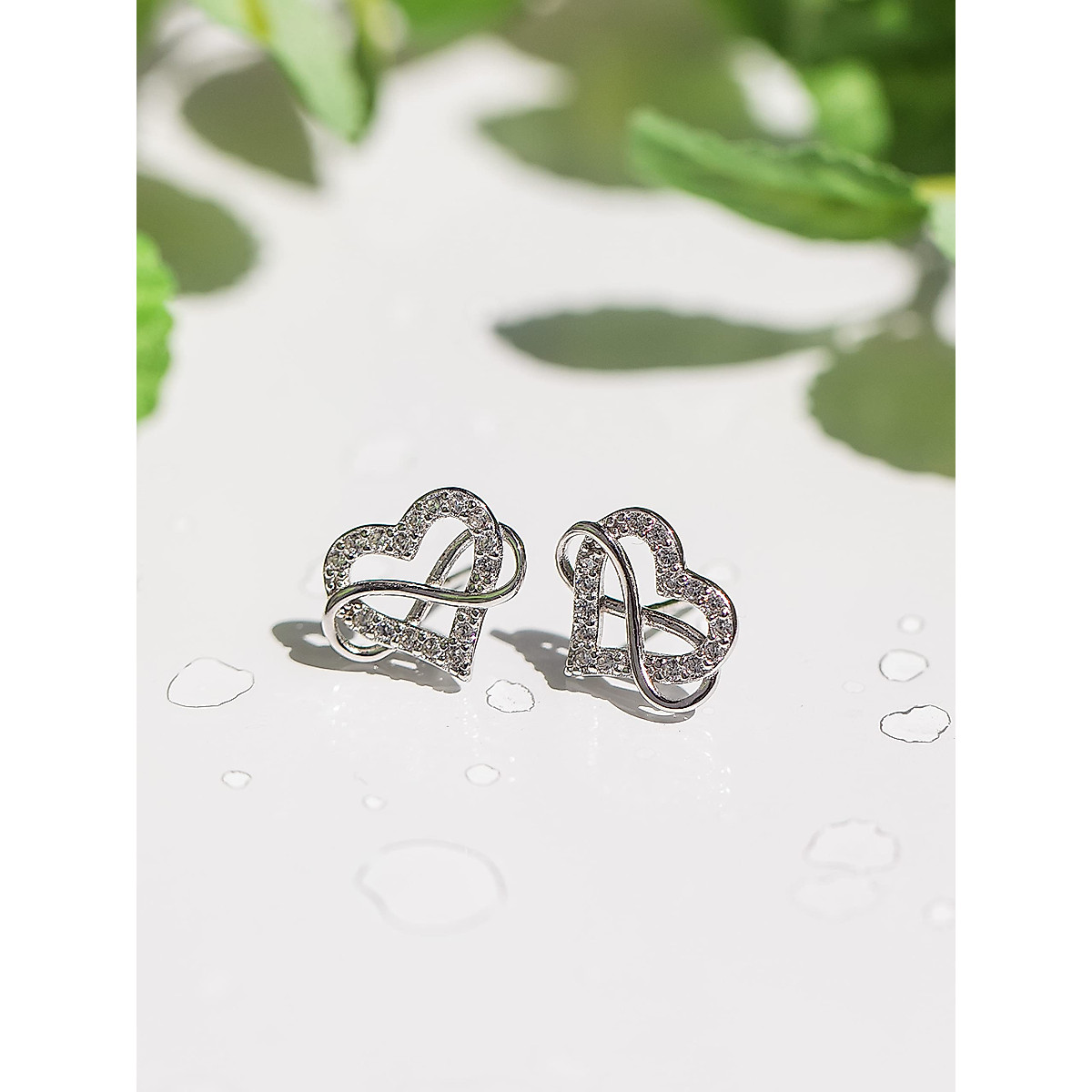Sash & Soph Sterling Silver Infinity Heart Cubic Zirconia Earrings, 925 Metal Type, Women's Stud Earrings