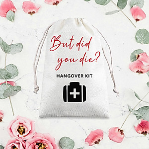 5 Pack But Did You Die Hangover Kit Bags Wedding Emergency Kit Bags Bridesmaid Survival Kit Bag With Drawstring for Wedding Bridal Bachelorette Party Bridal Shower Bachelor Party
