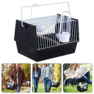 iplusmile Metal Bird Carrier Travel Cage Portable Bird Cage Travel Parrot Cage Parrot Cage Outing Bird Carrying Cage for Bird Cockatiel Conure Parakeet, Black 21x12x14cm