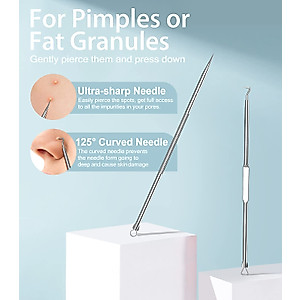 Pimple Popper Tool Kit, Upmore 6PCS Blackhead Remover Professional Stainless Acne Blemish Comedone Extractor Removal Tools with Metal Case and Tweezers for Whitehead Acne on Nose Face