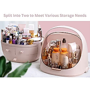 SHINYSTAR Extendable Large Cosmetic Storage Organizer with Drawers-Clear Makeup Box with Lid and Handle-Beauty Organizers and Storage Countertop-Skincare Organizers Dust Water Proof (Light Pink)