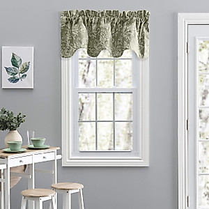 Ellis Curtain Lexington Leaf Scallop Valance, Sage