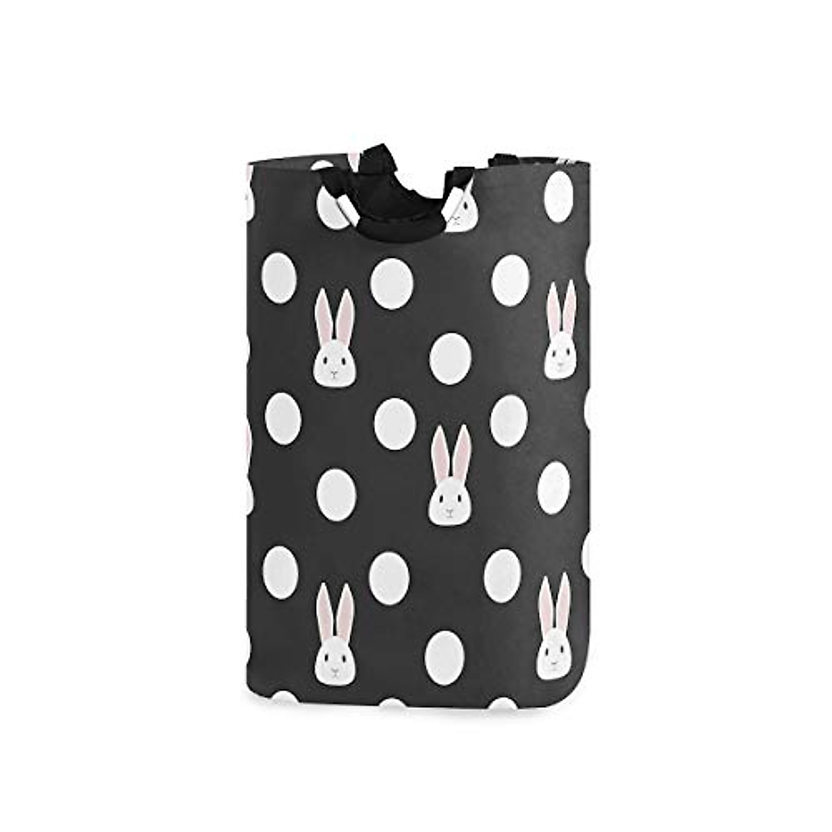 AUUXVA Cute Rabbit Polka Dot Pattern Laundry Basket Collapsible Fabric Laundry Hamper Dirty Bag Storage Baskets Rectangle Folding Washing Clothes Organizer for Bathroom Bedroom Laundry Room 50L