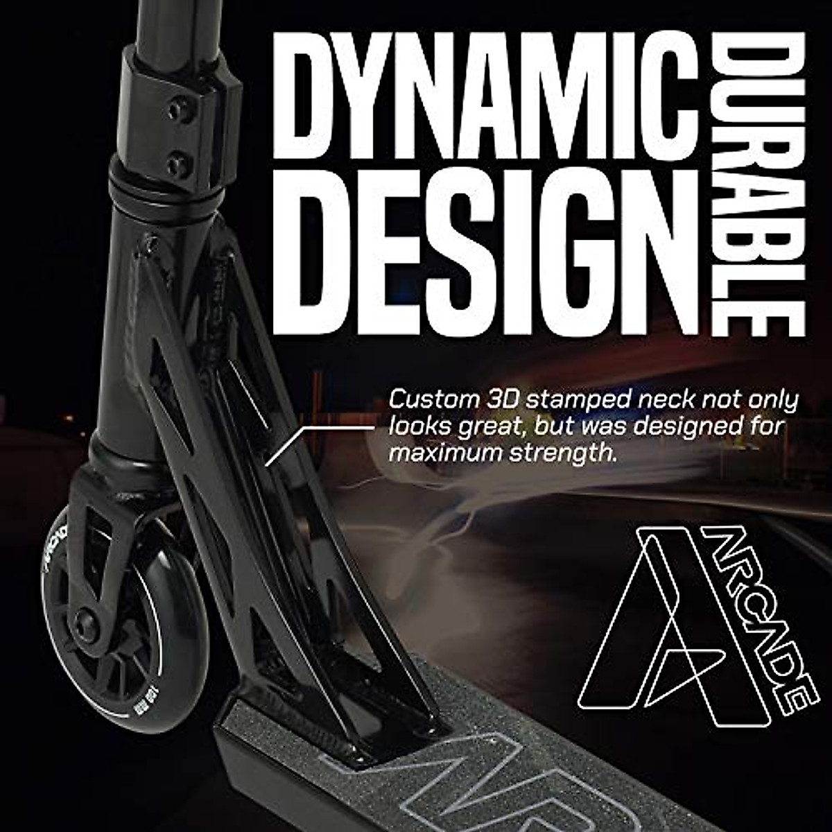 ARCADE Pro Scooters - Stunt Scooter for Kids 8 Years and Up - Perfect for Beginners Boys and Girls - Best Trick Scooter for BMX Freestyle Tricks (Black/Black)