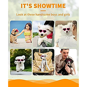 Suxible Dog Goggles Small Breed Dog Sunglasses, UV Protection Heart Shape Dog Sunglasses with Adjustable Strap, Waterproof Goggles for Dogs Doggy Pet Puppy Sun Glasses Doggie Windproof Glasses-Pink