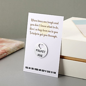 When Times are Tough Little Keepsake Pocket Hug Token & Greeting Card for Friends Family, Positivity Cheer Pick Me Up Mental Health Gift, Think of You Missing You Gift