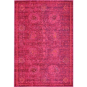 Rugs.com Fleur Collection Rug – 4' x 6' Red Medium-Pile Rug Perfect for Entryways, Kitchens, Breakfast Nooks, Accent Pieces