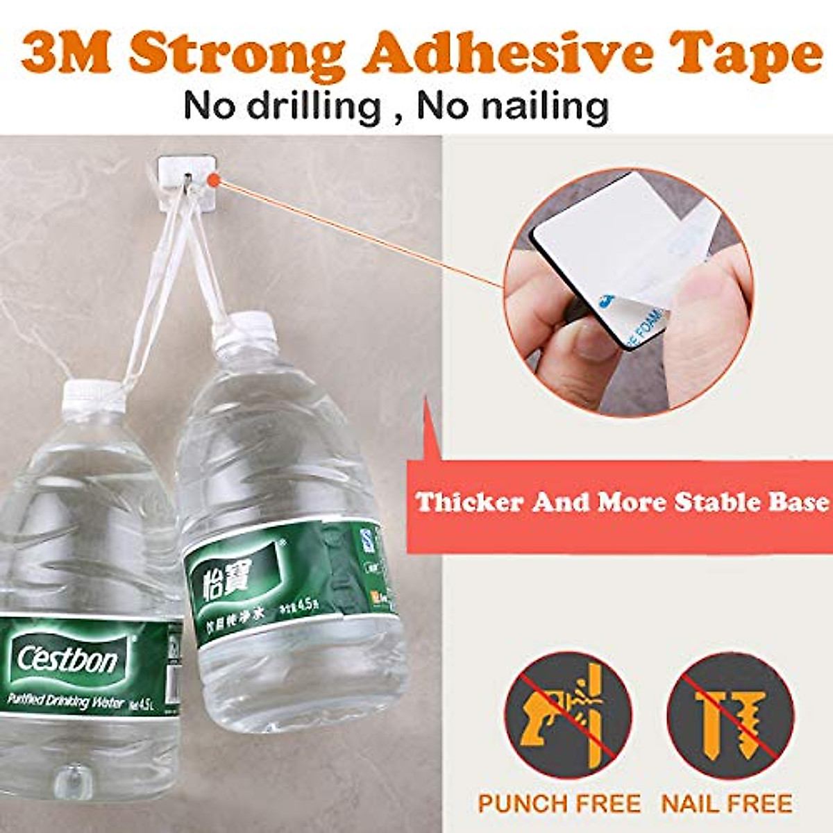 4 Packs Adhesive Hooks, Veriya Stainless Steel Self Adhesive Door Hook Wall Hanger, Heavy Duty Hanging Holder, Stick on Wall, Door, Bathroom Toilet Kitchen Office Closet Cabinet (Silver)