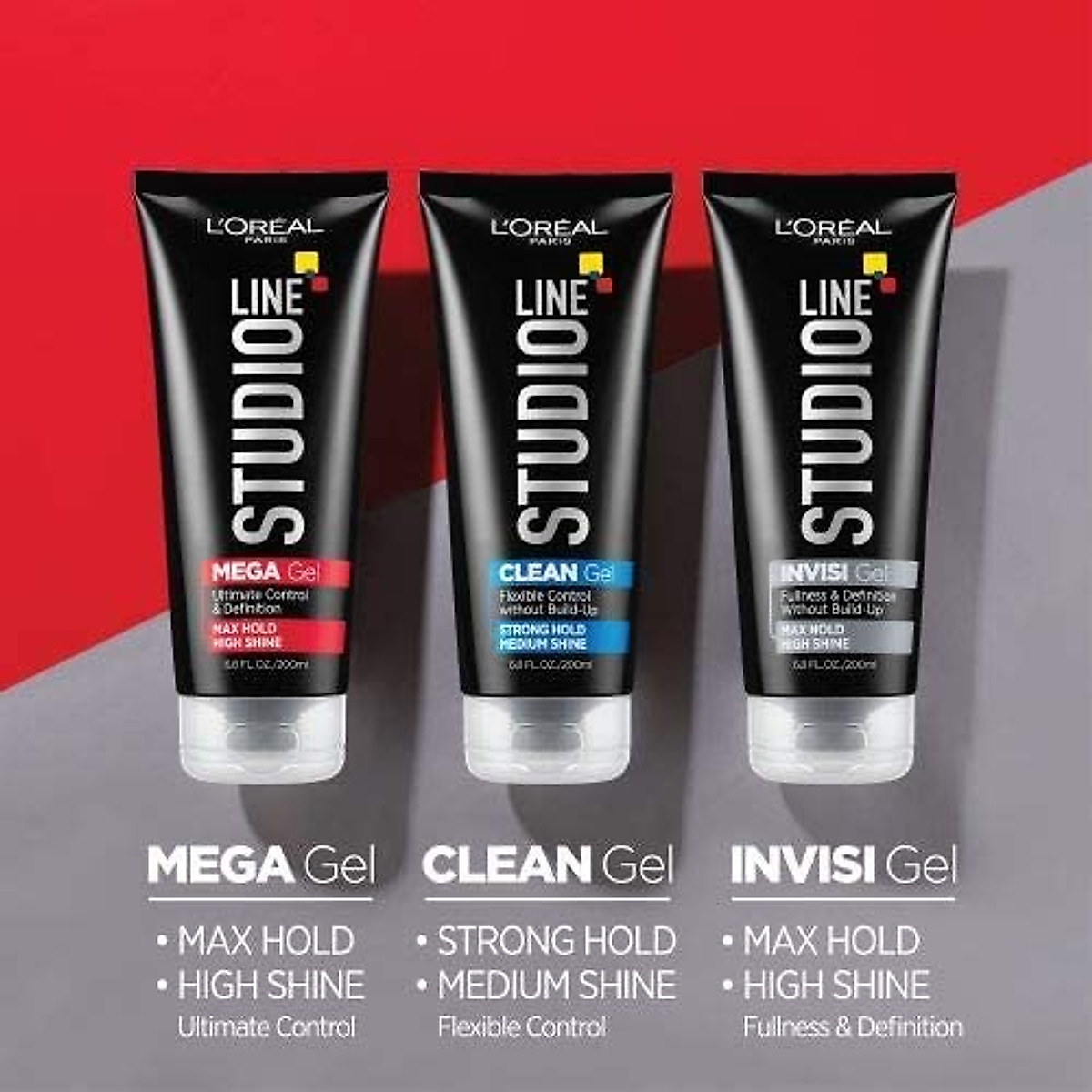 L'Oreal Paris Studio Line Mega Hair Gel, 6.8 Fluid Ounce Pack of 3