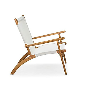 Balkene Home 63750 Walker Indoor Outdoor Folding Chair All Weather Lounging Chair Portable Seating Solid Acacia Wood Living Room Porch Lawn Garden Fishing Sporting - Ivory