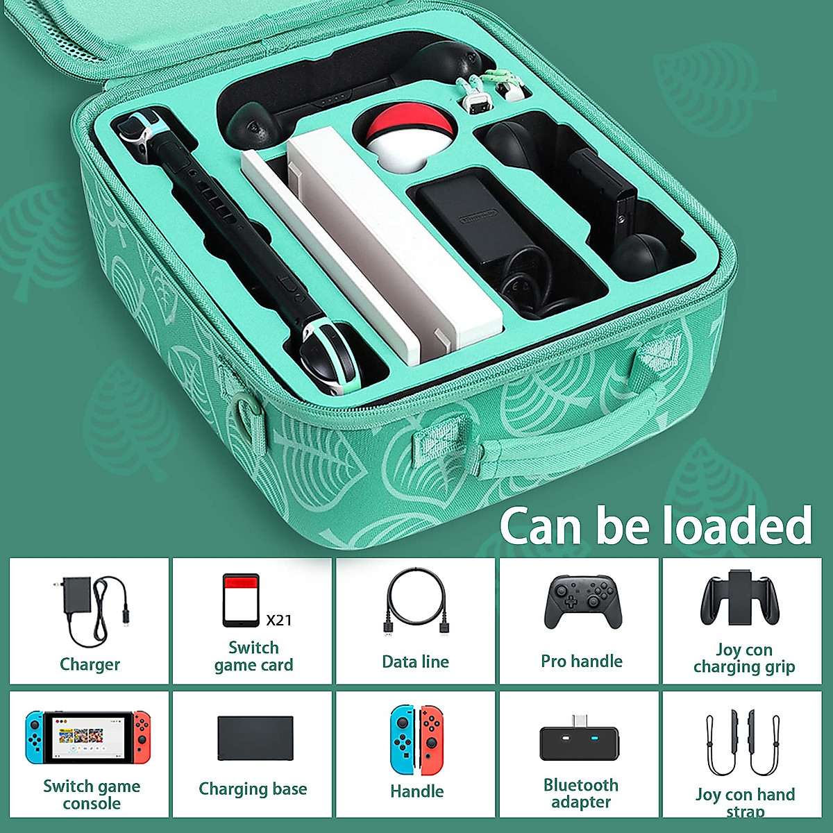 Portable Carrying Case for Nintendo Switch Console and Accessories-Protective Travel Case for Nintendo Switch Fits Complete Switch System Console, Dock, Controller, Joy-Con Grip & Accessories