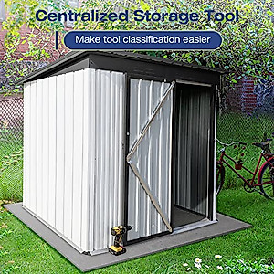 Lyromix 5' × 3' Metal Outdoor Storage Shed with Door & Lock, Waterproof Garden Storage Tool Shed for Backyard Patio,White-Black