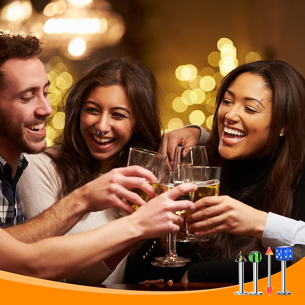 CrazyPiercing Lot of 110PCS Body Jewelry Piercing Eyebrow Navel Belly Tongue Lip Bar Ring