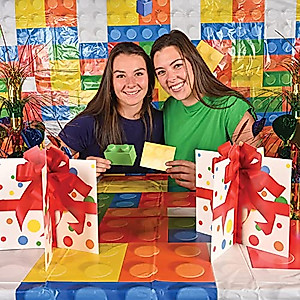 Beistle Building Blocks Tablecovers, 54” x 108”, 2 Pieces – Plastic Table Cloth, Building Block Party Supplies, Birthday Party Decorations, Rectangular Table Cloth, Party Decor