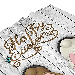 Casdseci 4Pcs Easter Bunny and Eggs Shower Curtains Set with Non-Slip Rugs, Toilet Lid Cover and Bath Mat, Cute Rabbit with Spring Flower Fabric Bathroom Curtain with 12 Hooks 72 x 72 Inch