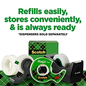 Scotch Magic Tape, 3 Rolls, Numerous Applications, Invisible, Engineered for Repairing, 3/4 x 1000 Inches, Boxed (810K3)