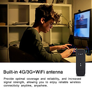 4G WiFi Router,150Mbps Plug and Play LTE USB Portable Router Pocket Mobile Hotspot Built-in 4G/3G+WiFi Antenna Wireless Network Smart Router(with WiFi)