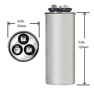 BlueNatHxRPR 60 + 7.5 uF MFD CBB65 Capacitor Air Conditioner Capacitor Round Aluminum Dural Motor Run Capacitor Withstand 450V AC