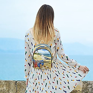 Seagulls Lighthouse Mini Backpack Purse for Women, Seagulls Beach Leather Small Backpack Casual Travel Daypacks Shoulder Bag for Girls Teen
