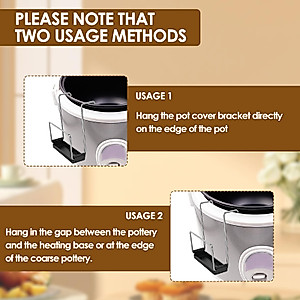 2 Pack Stainless Steel Slow Cooker Lid Holder, Kitchen Crock Pot Lid Holder, Hand Free Pot Lid Organizer Fits Most Slow Cookers, Pot Lid Rack with Silicone Sink to Keep Countertop No Mess (Black)