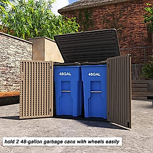 Mrosaa Large Horizontal Storage Sheds,38 cu.ft Resin Garden Shed Weather Resistance,Outdoor Storage Box Lockable for Patio,Backyard,Garden,Home(Brown)