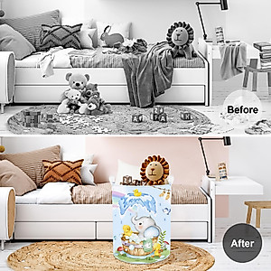 Clastyle 63L Large Shower Elephant Giraffe Kid Laundry Hamper with Handle Bathroom Clothes Pool Beach Towel Nursery Toy Storage Basket with Lid