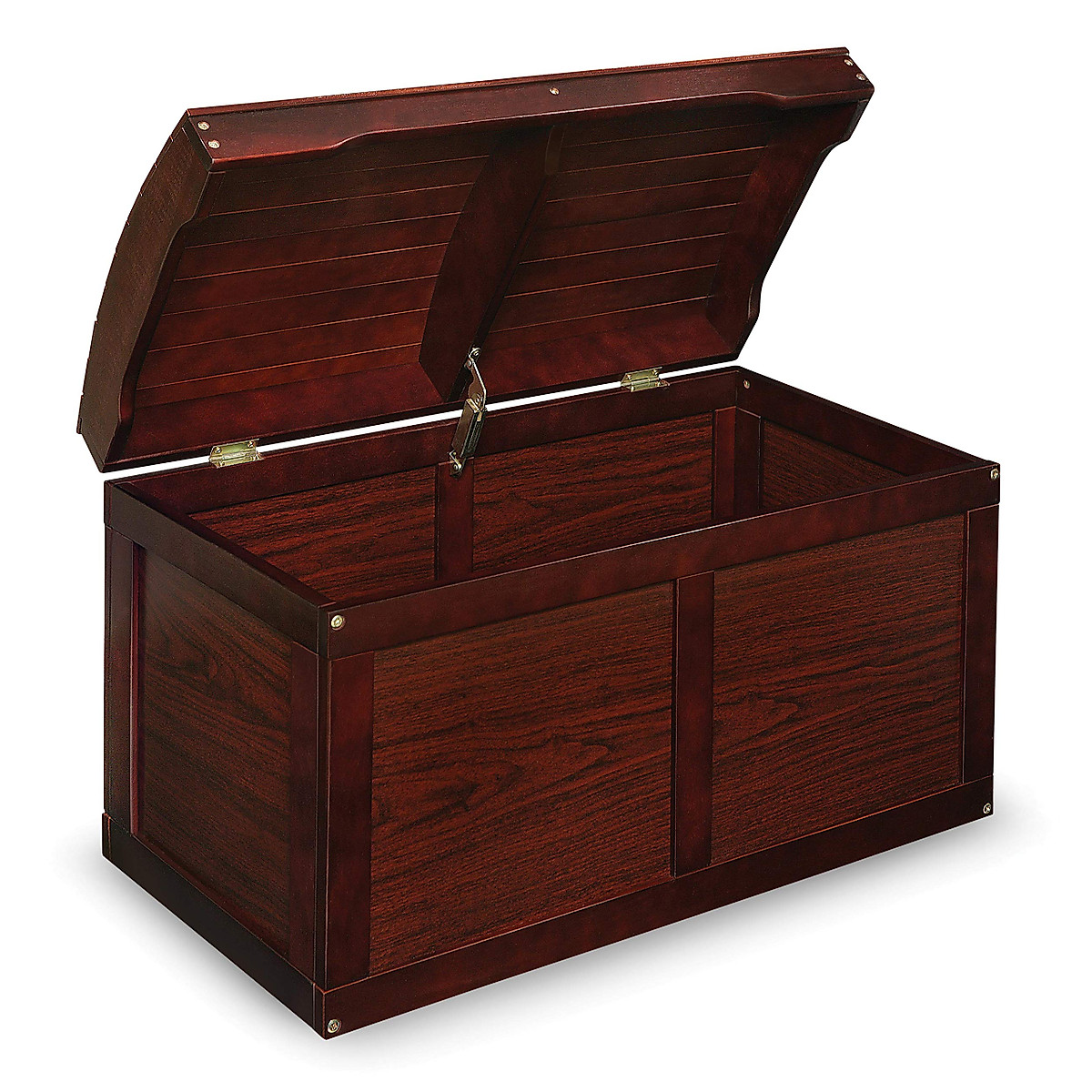 Badger Basket Kid's Hardwood Barrel Top Toy Box Storage Chest with Safety Hinge - Cherry