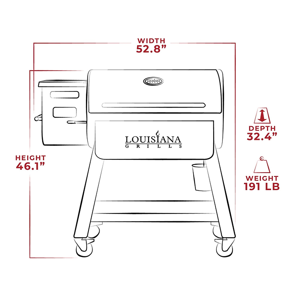 Louisiana Grills 1000 Black Label Series Portable Outdoor Bluetooth Pellet Grill with 2 Shelves, Locking Caster Wheels, and Digital WiFi Control