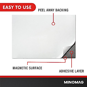 Minomag 4x6 inch Magnetic Adhesive Sheets 24 Pack | Strong Magnetic Sheets with Adhesive Backing for Refrigerator Photo Magnets and Save The Date Magnets