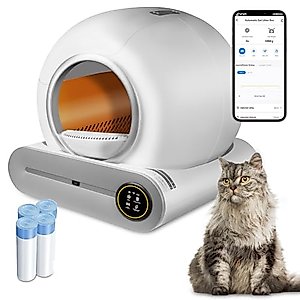 (2024) DuckSky Self Cleaning Cat Litter Box, 65L+9L Extra Large Automatic Litter Box for Multiple Cats, Features negative ion Sterilization and Deodorization, APP Control, and Health Monitor.(White)
